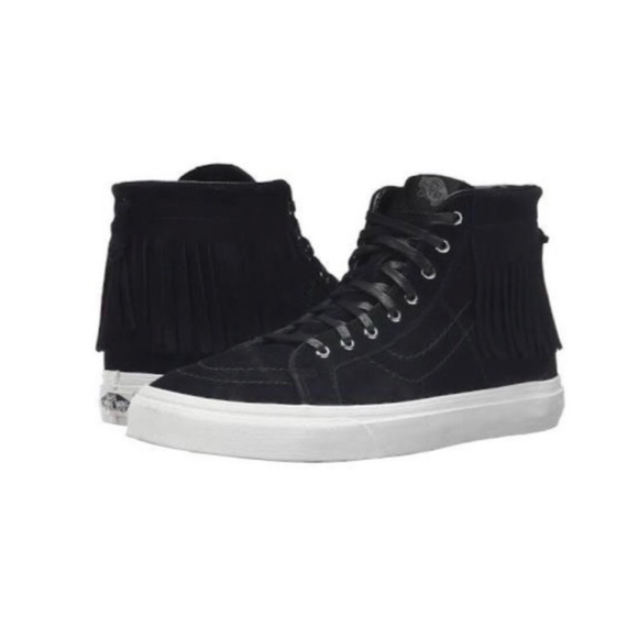 Vans | Shoes | Vans Sk8 Hi Moc Suede Fringe Moccasin Style Black Cream ...